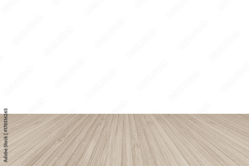 Wood floor perspective view with wooden texture in light sepia brown ...