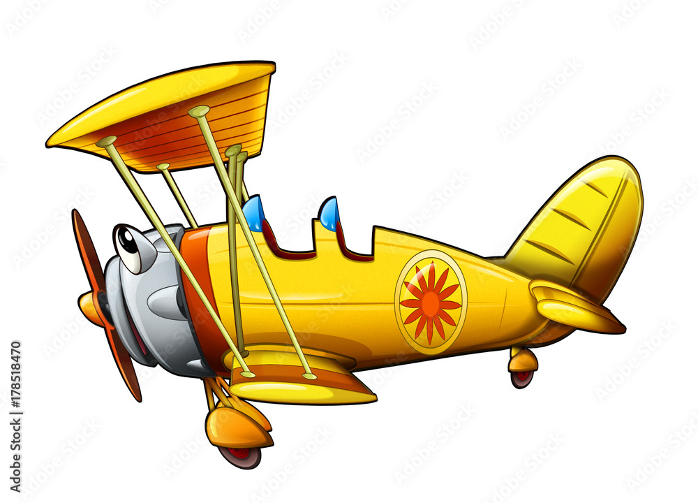 cartoon scene old style plane smiling illustration for children Stock ...