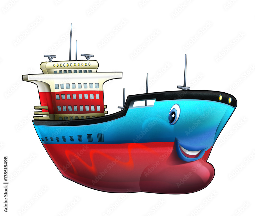 cartoon scene with smiling tanker boat illustration for children Stock ...
