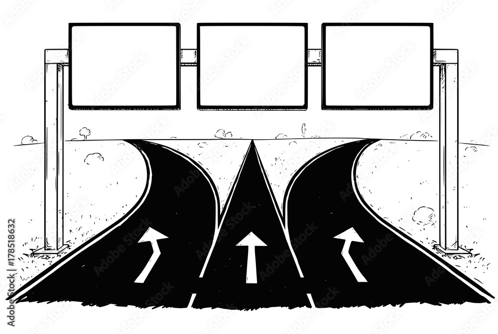 Drawing of Blank Empty Road Sign on Highway Stock Vector | Adobe Stock