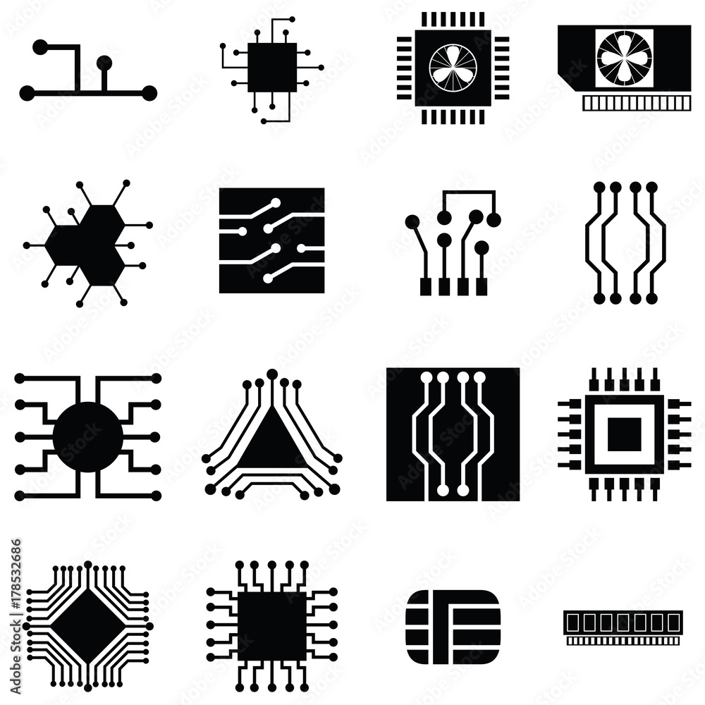 circuit board icon set Stock Vector | Adobe Stock