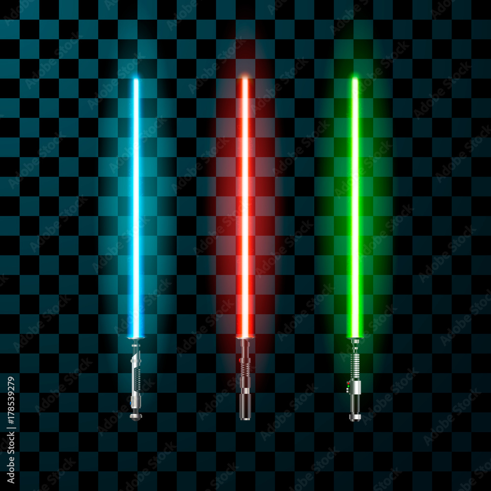 Set of realistic light swords. Vector illustration Stock Vector | Adobe ...