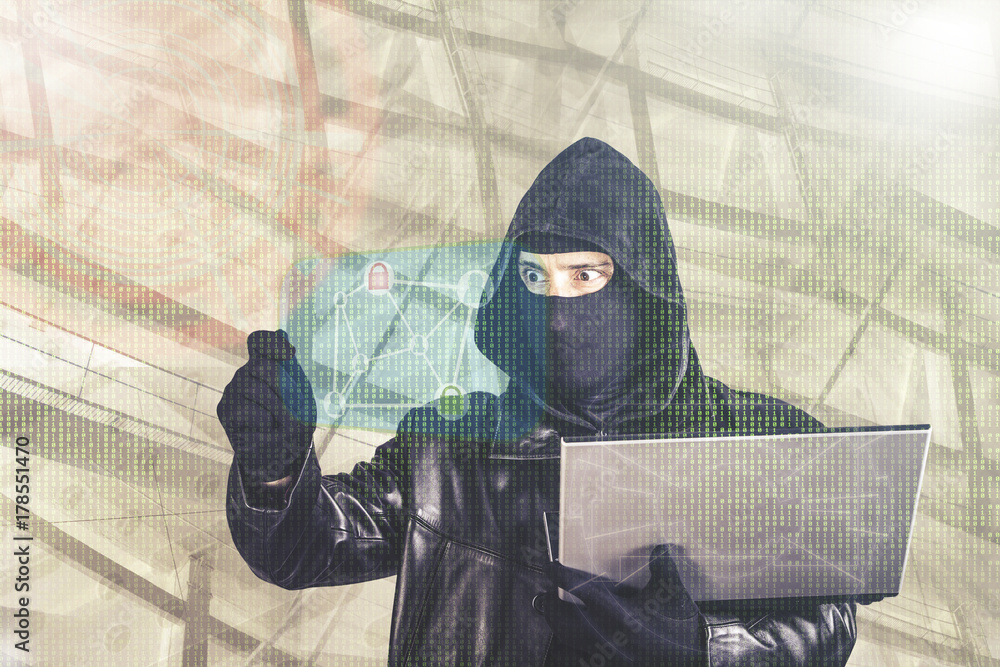 Hacker at work. Cyber attack and data security concept Stock Photo ...