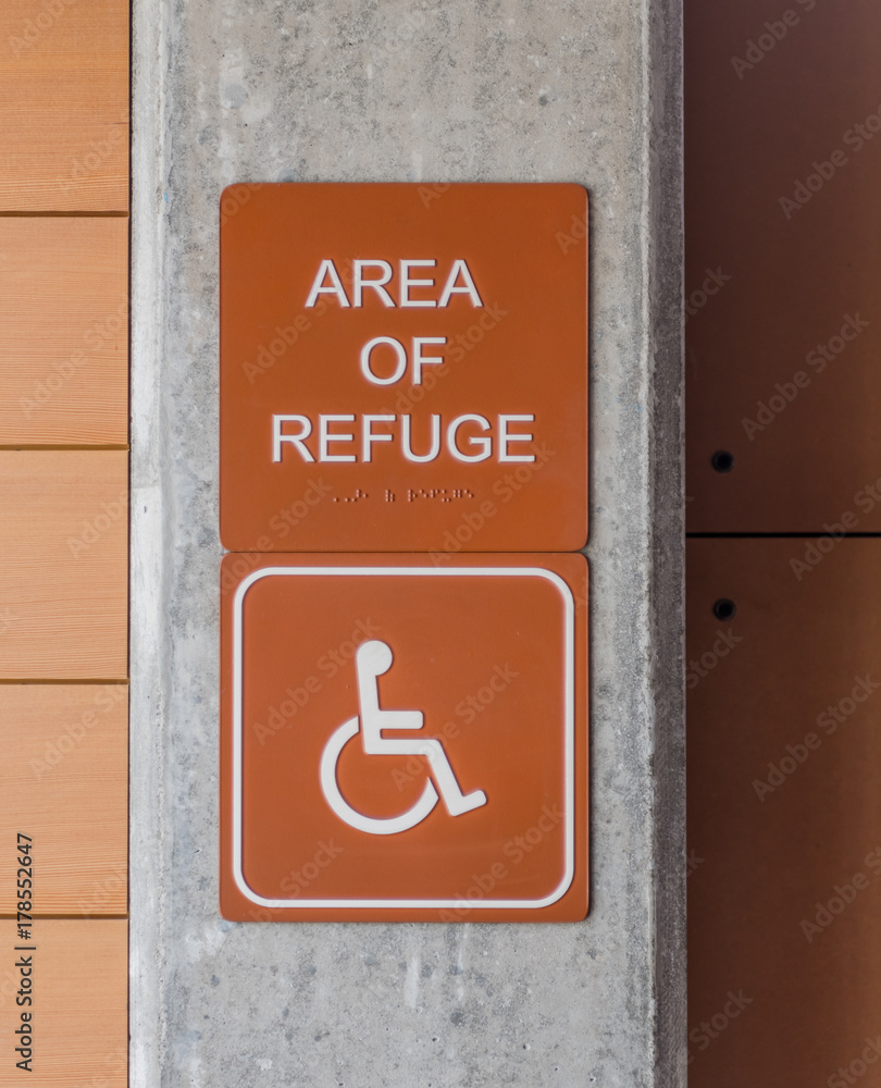 Handicapped Area of Refuge Sign Stock Photo | Adobe Stock