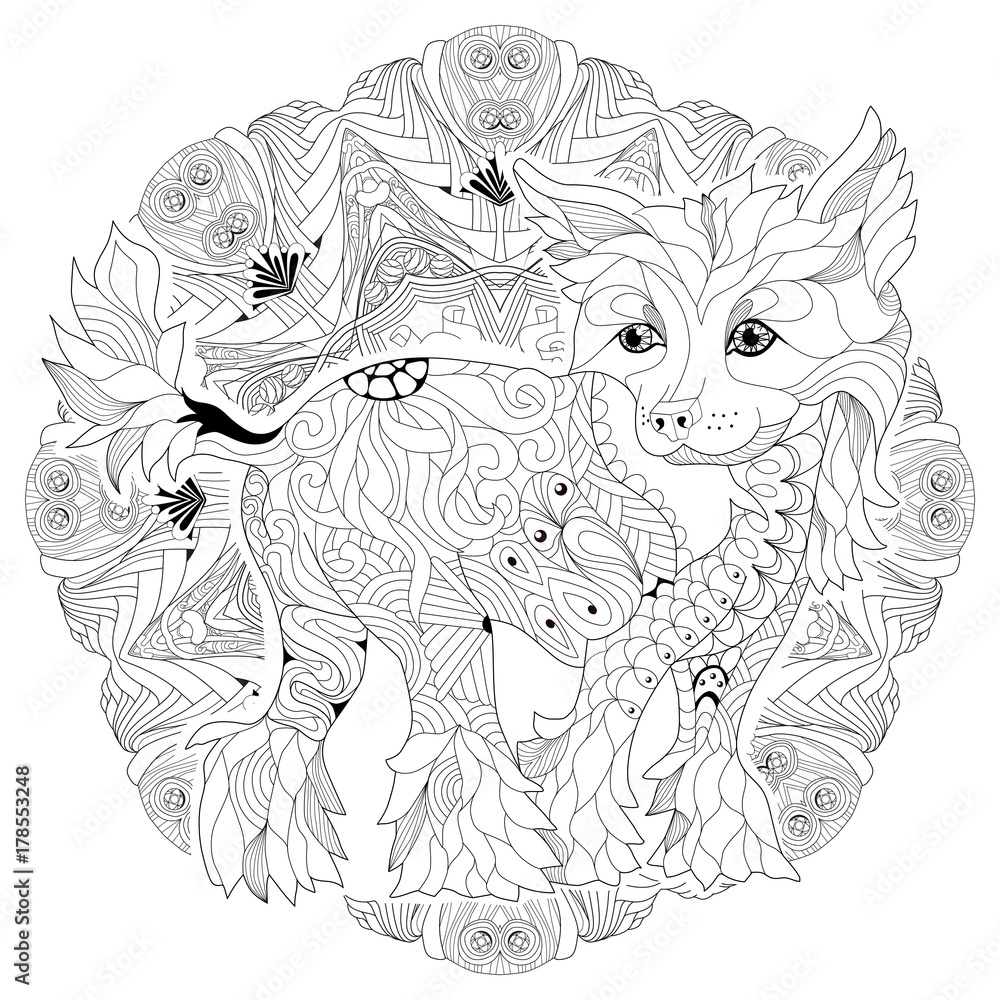 Mandala With Dog For Coloring Vector Decorative Zentangle Object Stock Mandala With Dog For Coloring Vector Decorative Zentangle Object Stock