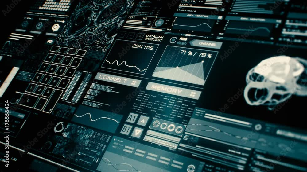 Video Stock Perspective view of lowpower futuristic interface/Digital ...