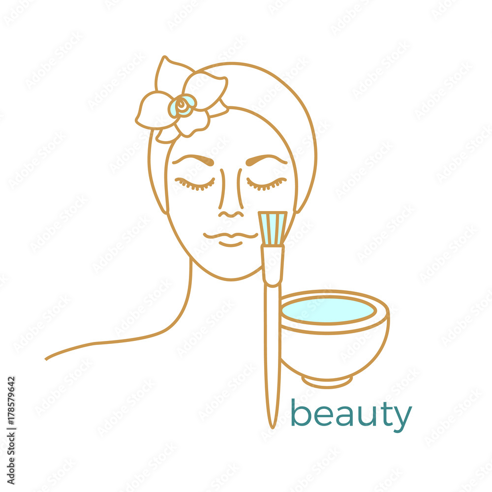 Cosmetology. Symbol for beauty and youthful skin. Vector art line Stock ...