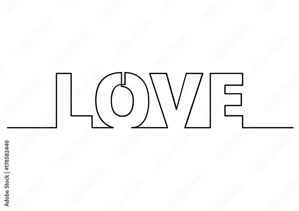 one line drawing of phrase - love Stock Vector | Adobe Stock