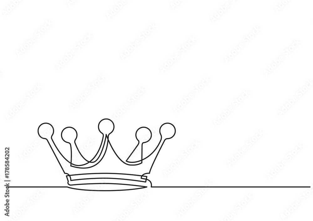 one line drawing of isolated vector object - crown Stock Vector | Adobe ...