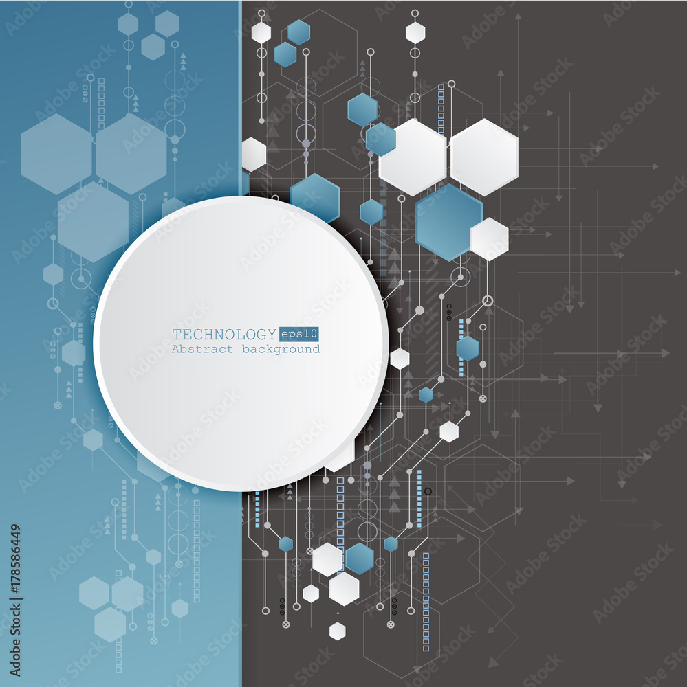 Abstract background with various technological elements. Vertical ...