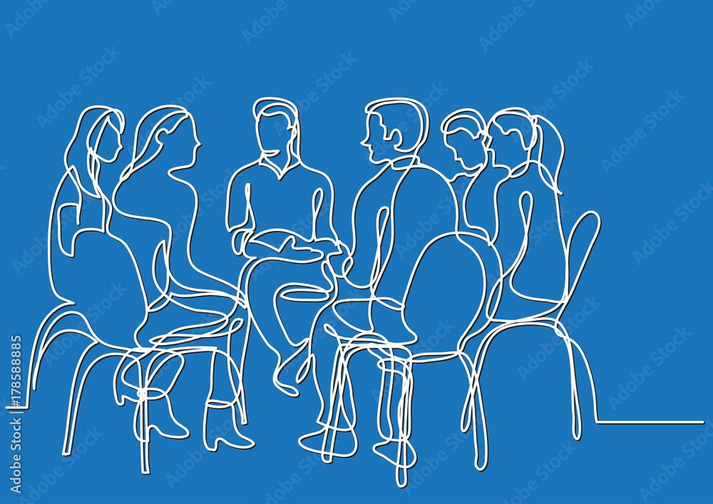 Group Of People Talking Drawing