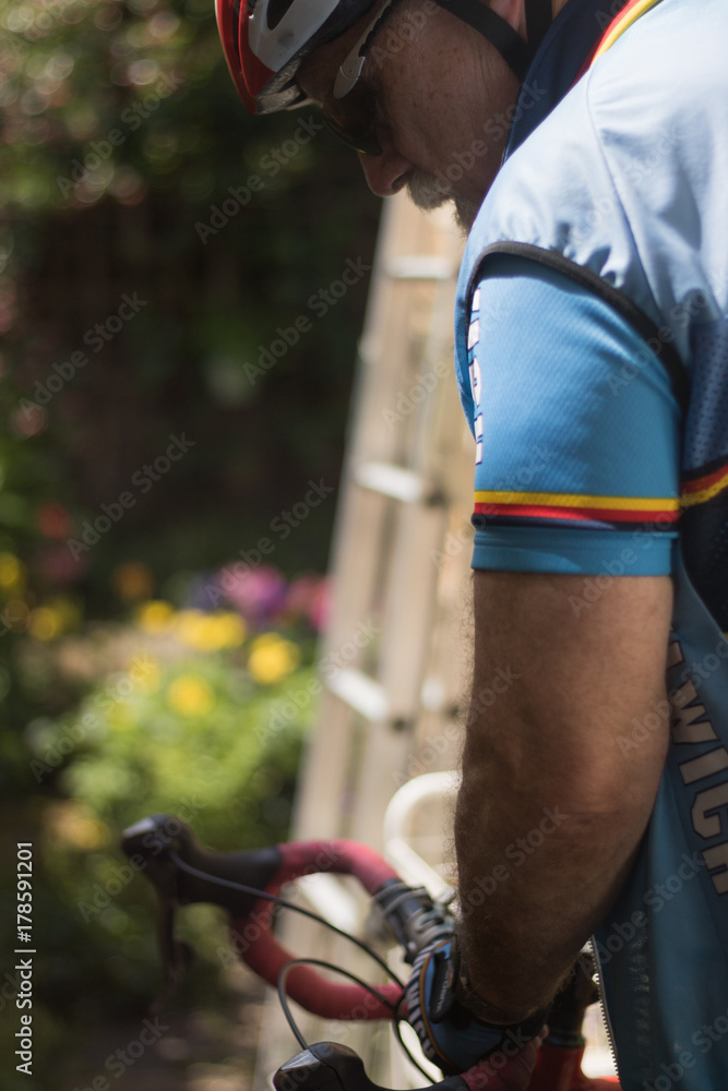 Cycling Is A Great Hobby For Any Age Senior Man Holds A Sportive Bike