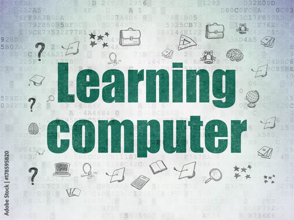Learning concept: Painted green text Learning Computer on Digital Data ...