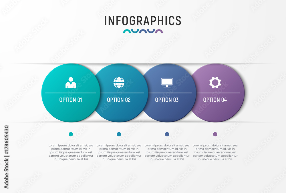 Vector infographic chart design with the intersecting circle sha Stock ...