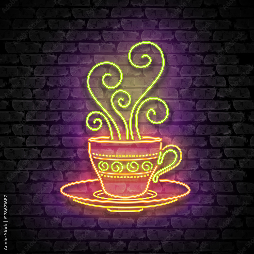 Tea or Coffee House Singboard Template with Cup and Swirl Hot Steam ...