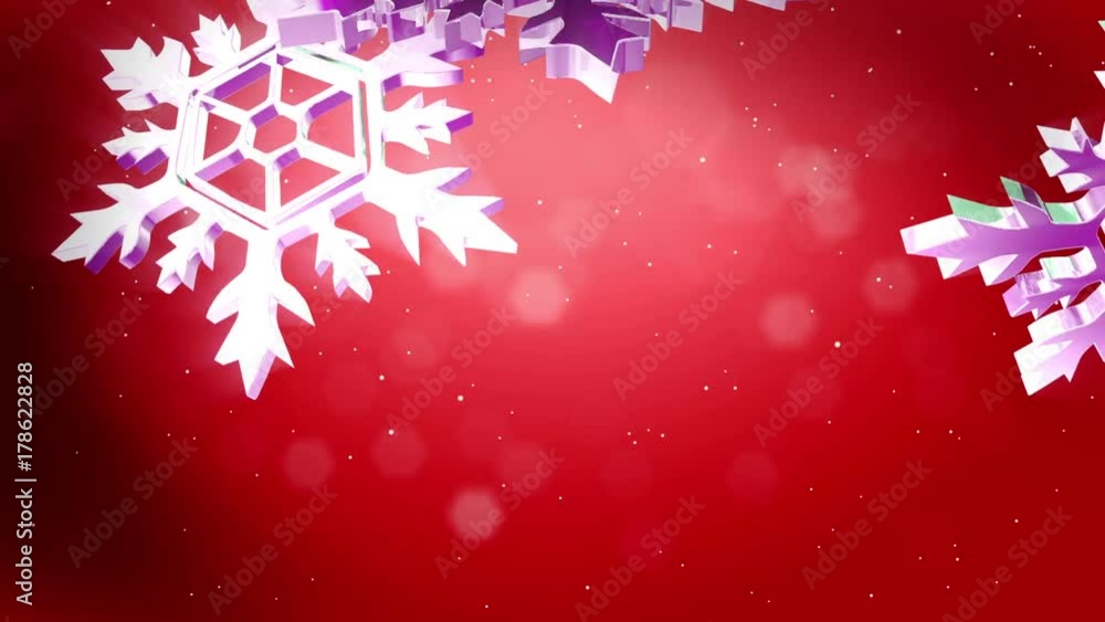 beautiful 3d snowflakes float in air on a red background. Use as ...