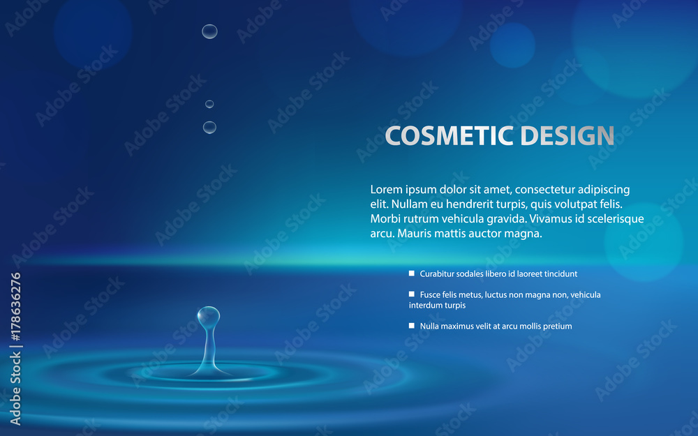 Advertising poster for moisturizing cosmetic product, blue background ...