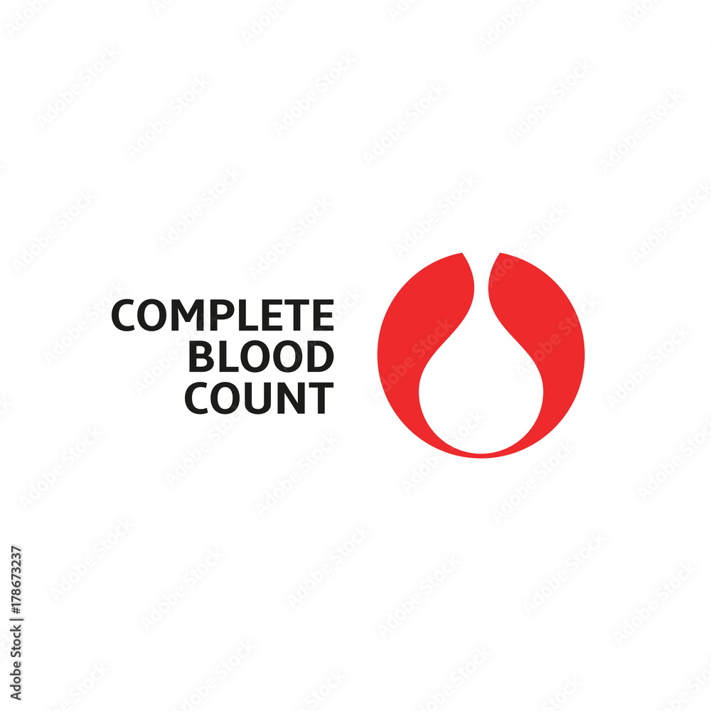 Complete blood count, white blood drop in red round, vector abstract ...