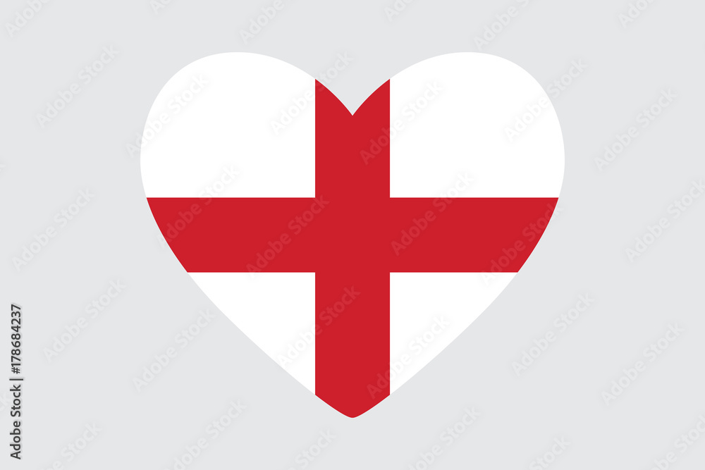 Heart in colors and symbols of the England flag, vector Stock Vector ...