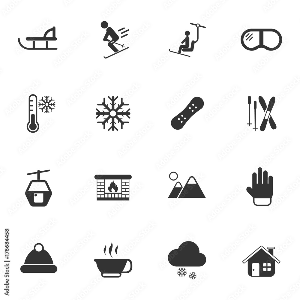 skiing icon set Stock Photo | Adobe Stock