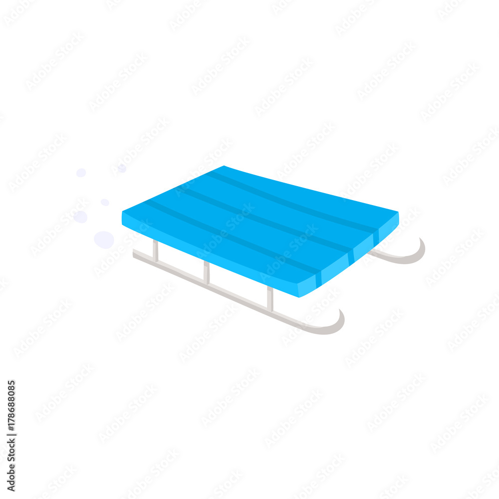 Vetor do Stock: Simple blue wooden sled, sleigh, sledge with metal ...