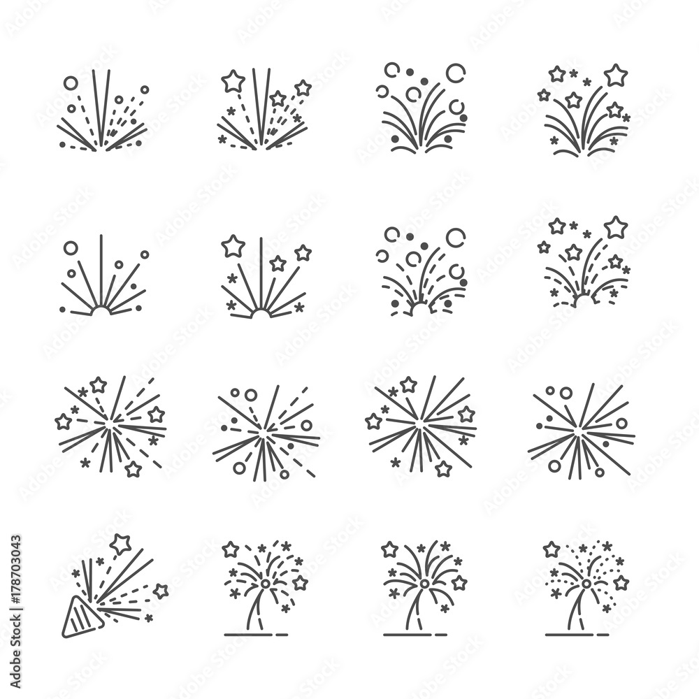 firework line icon set 2, vector eps10 Stock Vector | Adobe Stock