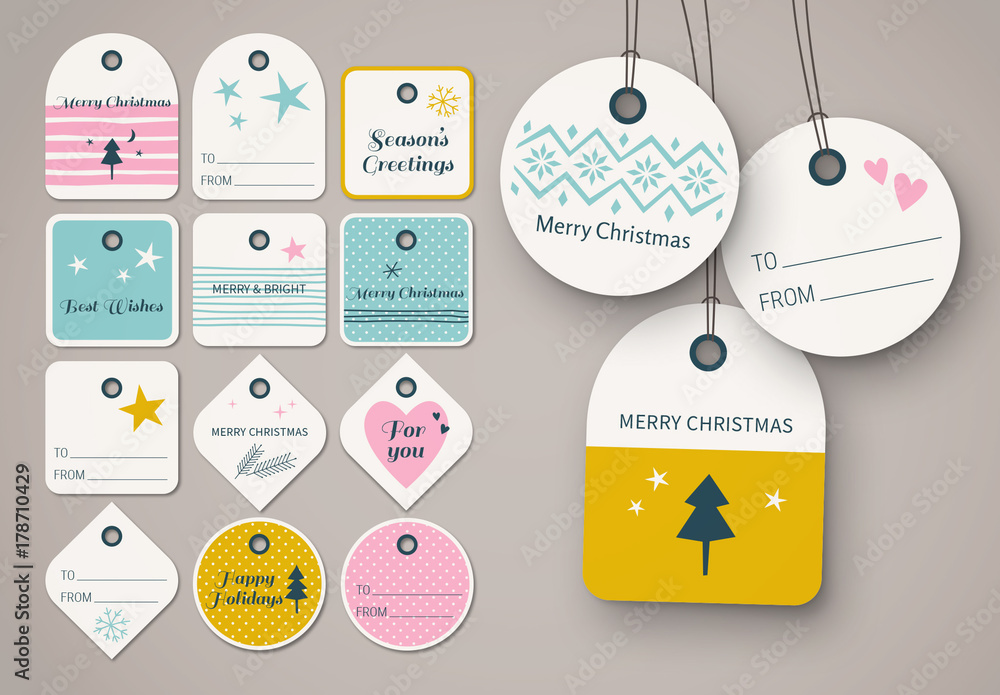 Christmas Gift Tags Set Stock Template | Adobe Stock