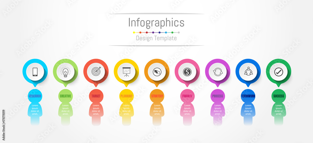 Infographic design elements for your business data with 9 options ...