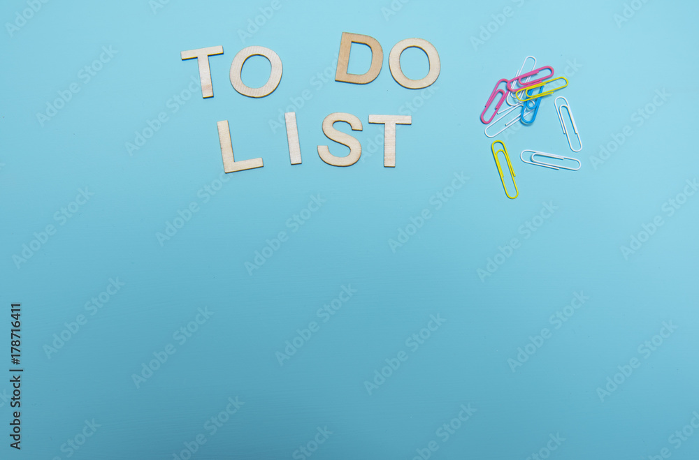 Poster Blue background image of a to do list with paperclips – Wall Art ...