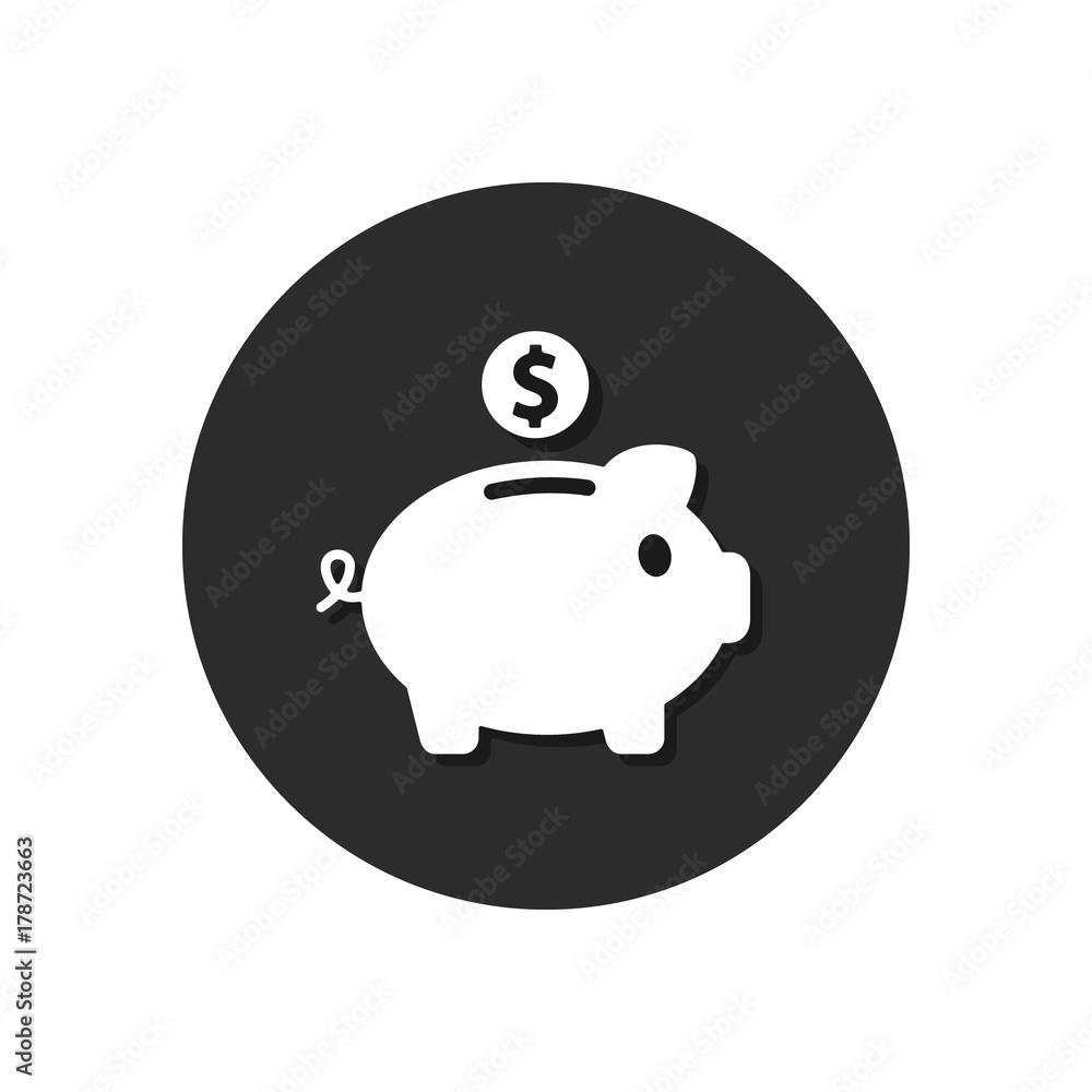 Piggy Bank Icon Black Vector