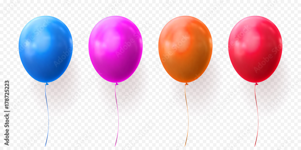 Colorful balloons vector on transparent background. Glossy realistic ...