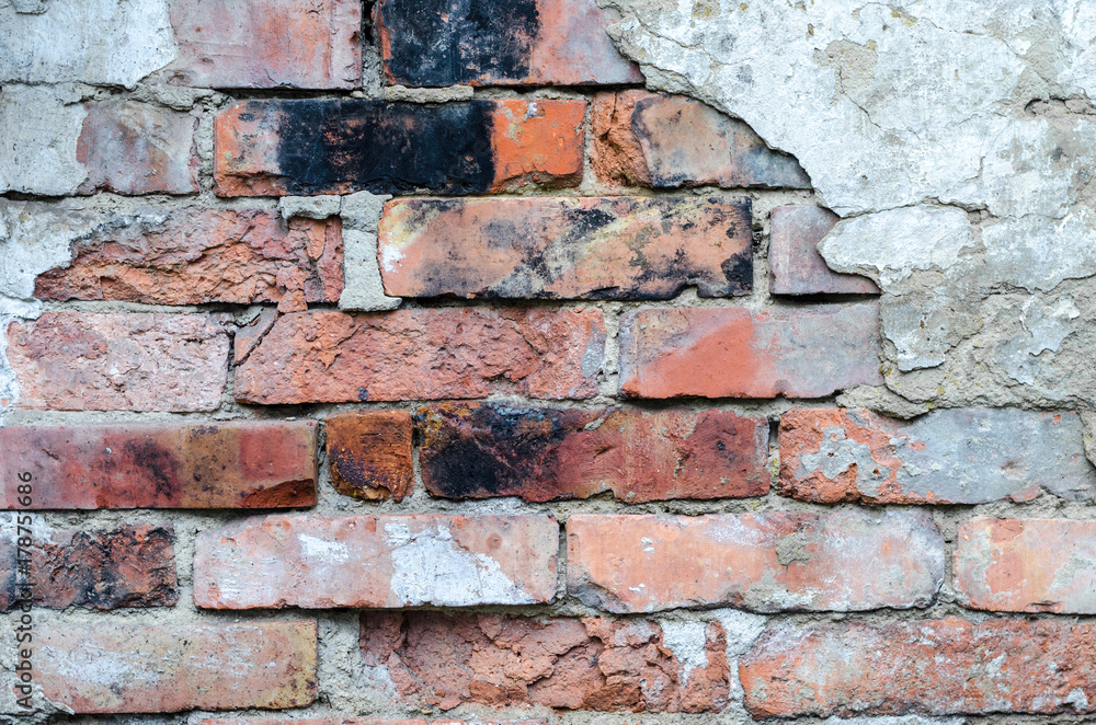 texture brick wall with peeling plaster Stock Photo | Adobe Stock