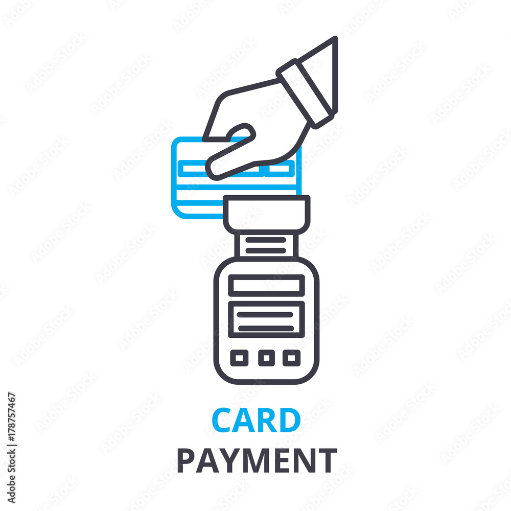 card payment concept, outline icon, linear sign, thin line pictogram ...