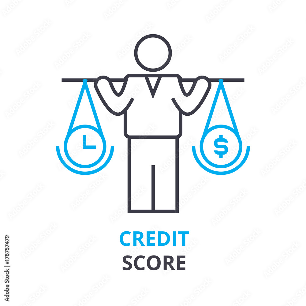 credit score concept, outline icon, linear sign, thin line pictogram ...