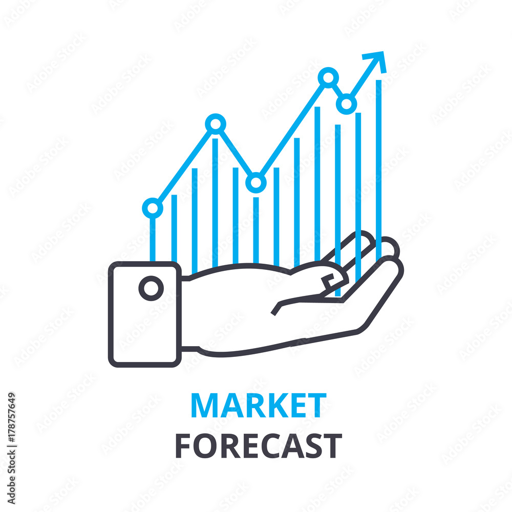 market forecast concept, outline icon, linear sign, thin line pictogram ...