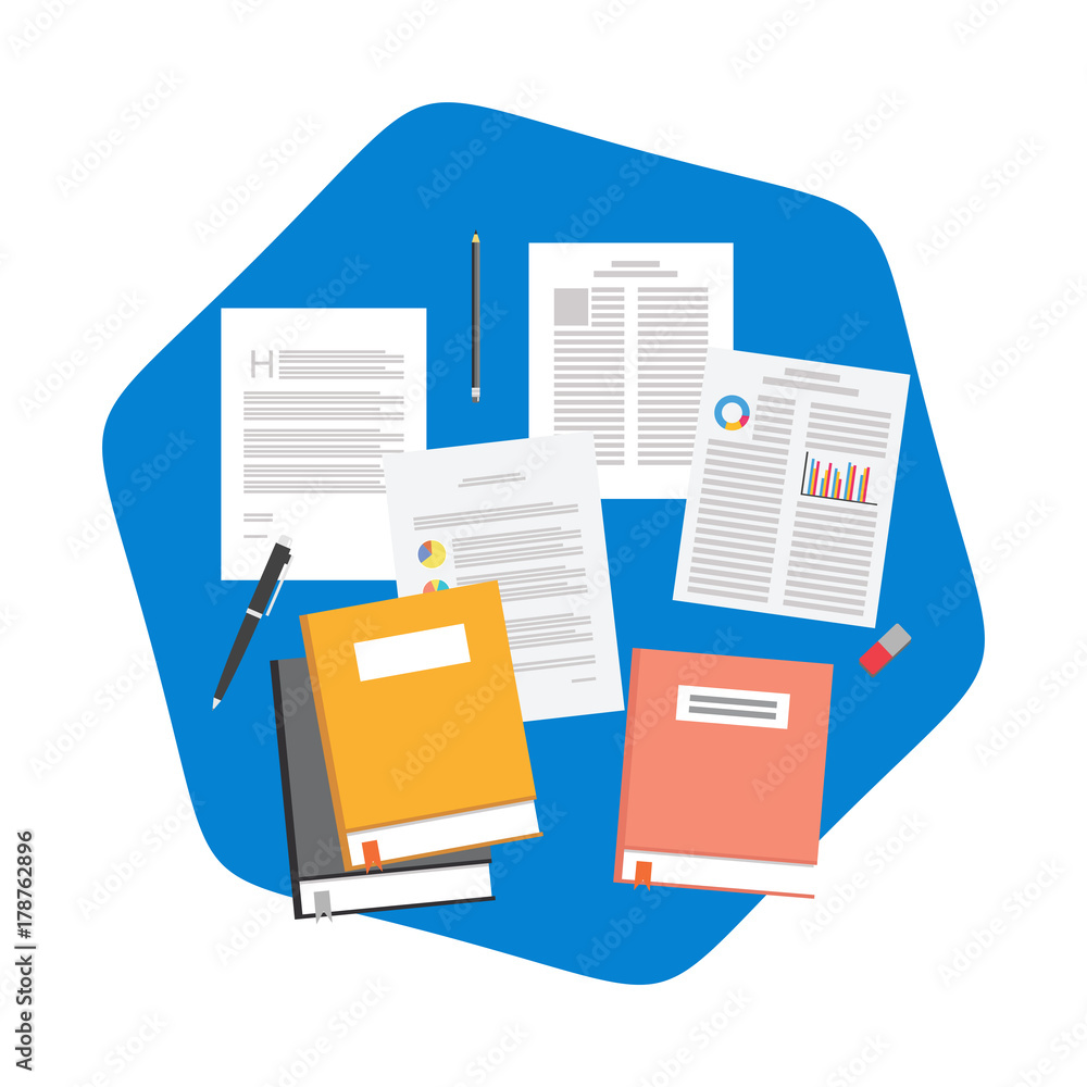 Literature research, textbook, paper, document. Education supplies ...