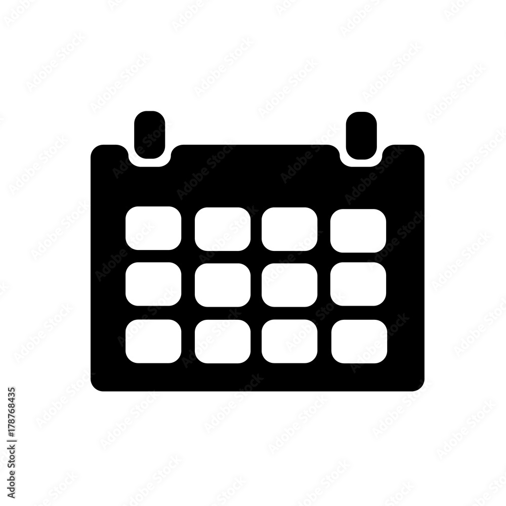 Rounded corner Calendar icon in flat style isolated background for your ...