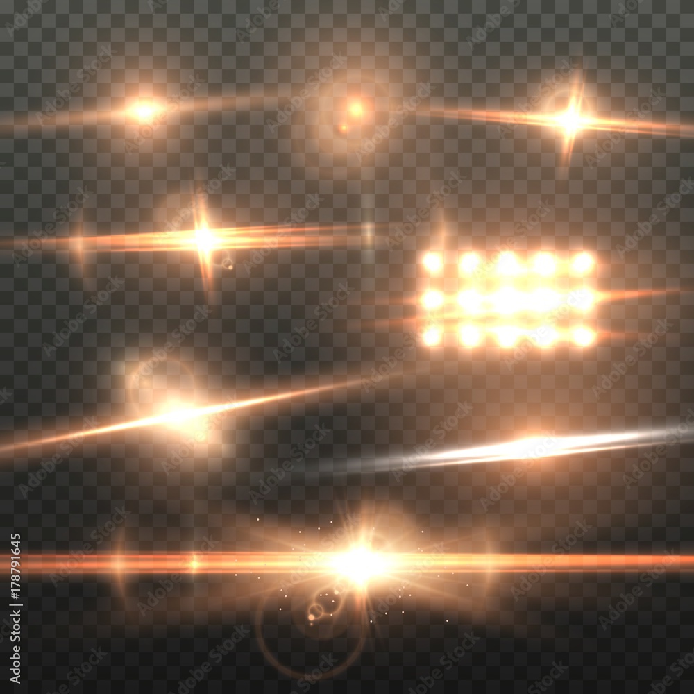 Illustration of Vector Lens Flare Effect. Realistic Sun Flare Energy ...