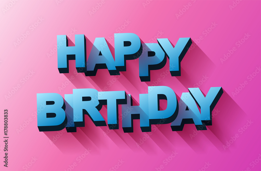 Happy birthday 3D text with shadow. Vector illustration Stock Vector ...