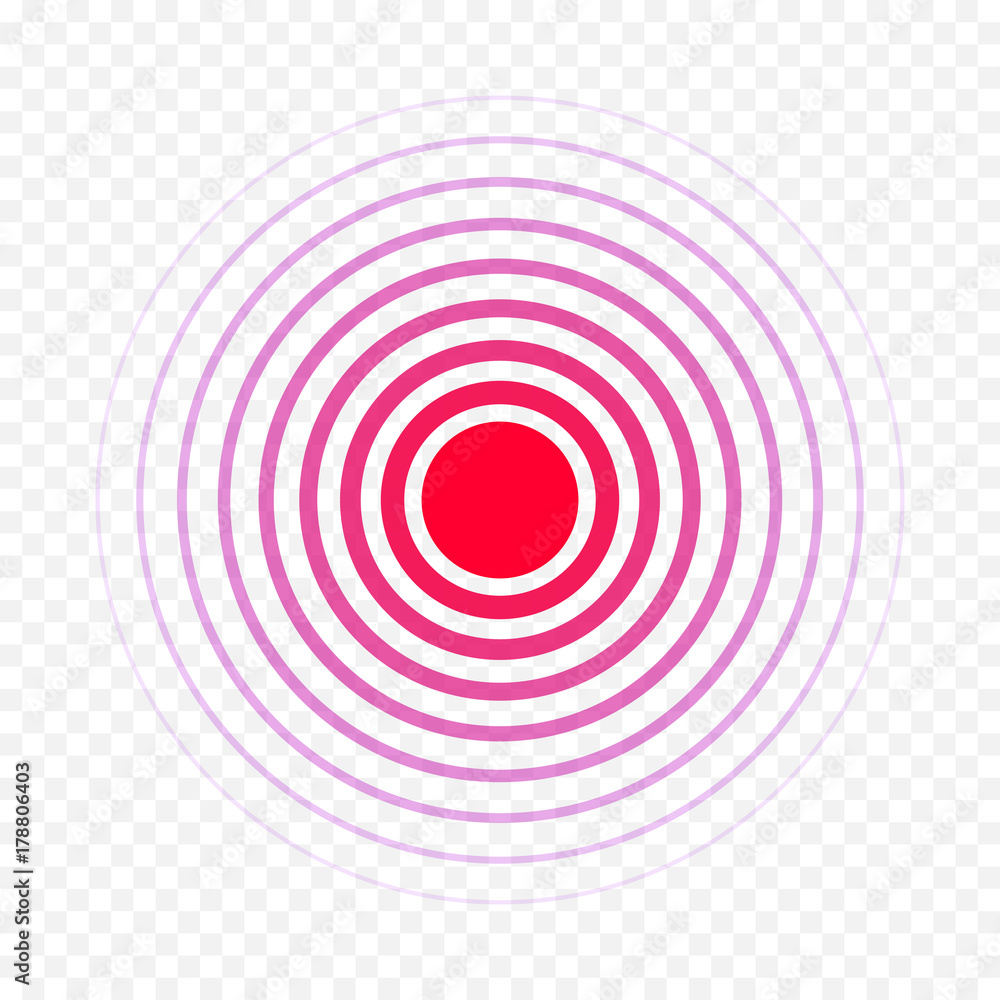Pain circle red icon for medical painkiller drug medicine. Vector red ...