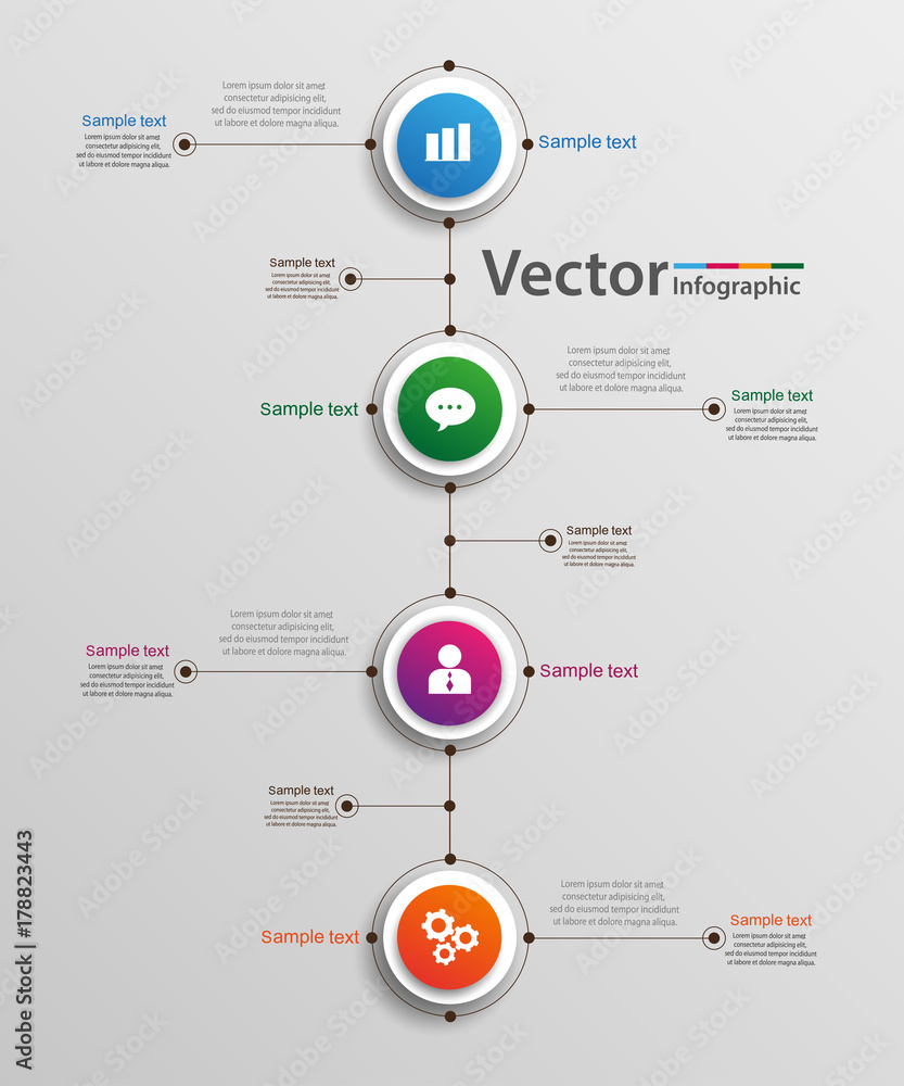 Abstract infographic template with four steps for success. Business circle template with options ...