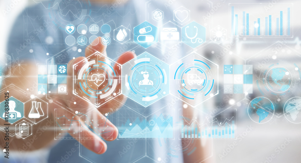 Businessman using digital medical interface 3D rendering Stock-Foto ...