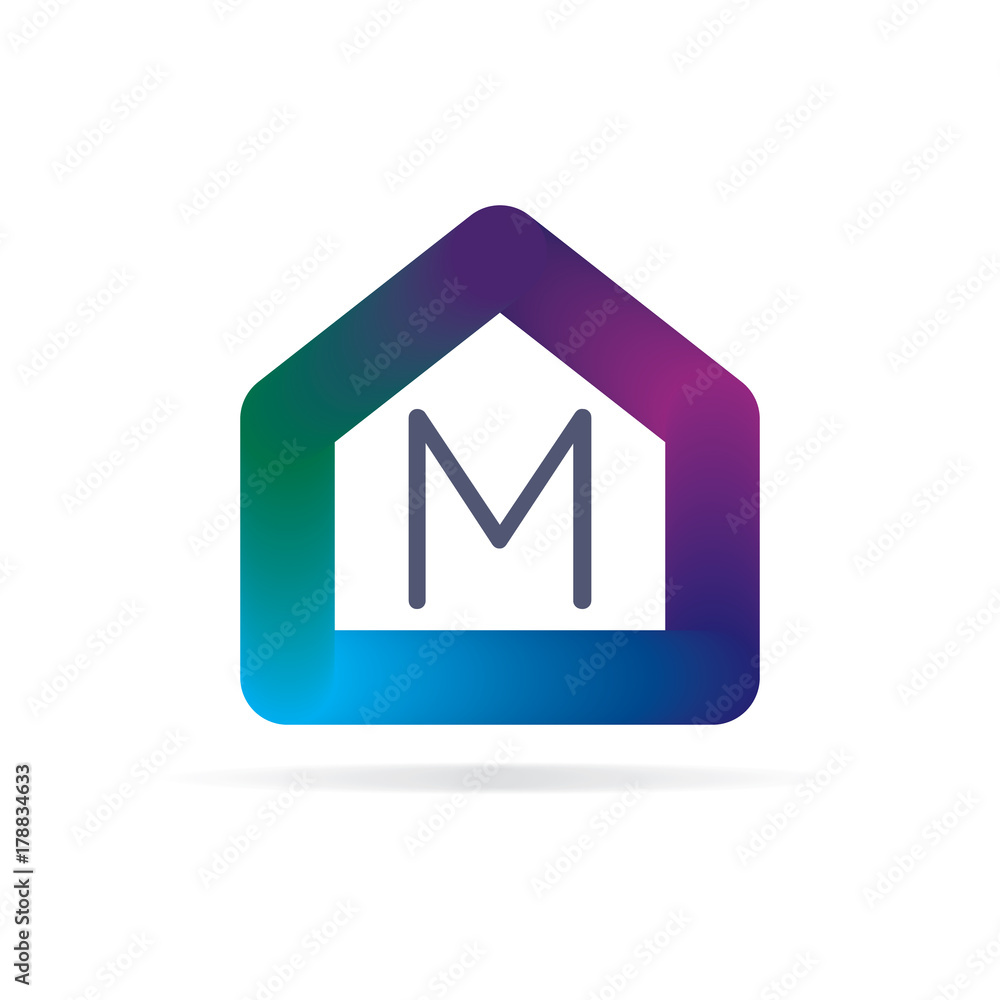 house logo with letter M sign. logo template 素材庫向量圖 | Adobe Stock