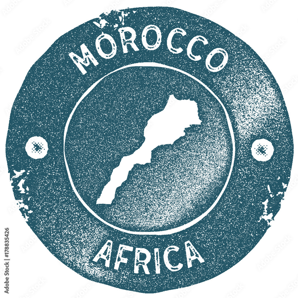 Morocco map vintage stamp. Retro style handmade label. Morocco badge or ...