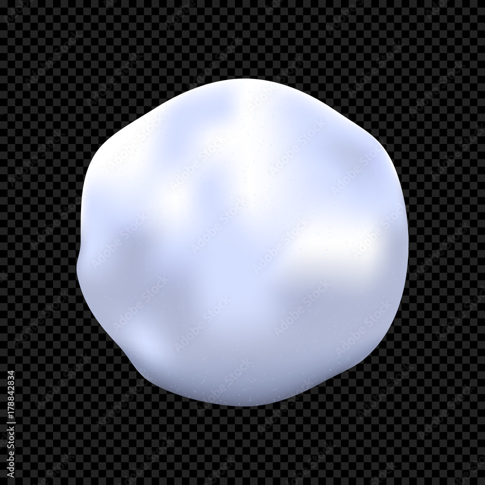 Realistic Snowball Isolated on Dark Background. Vector Snowball Close ...