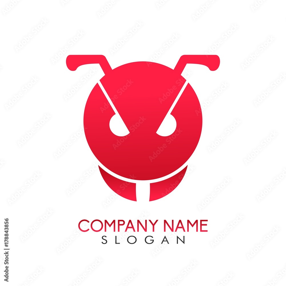 Ant logo icon design template for branding, identity, company ...