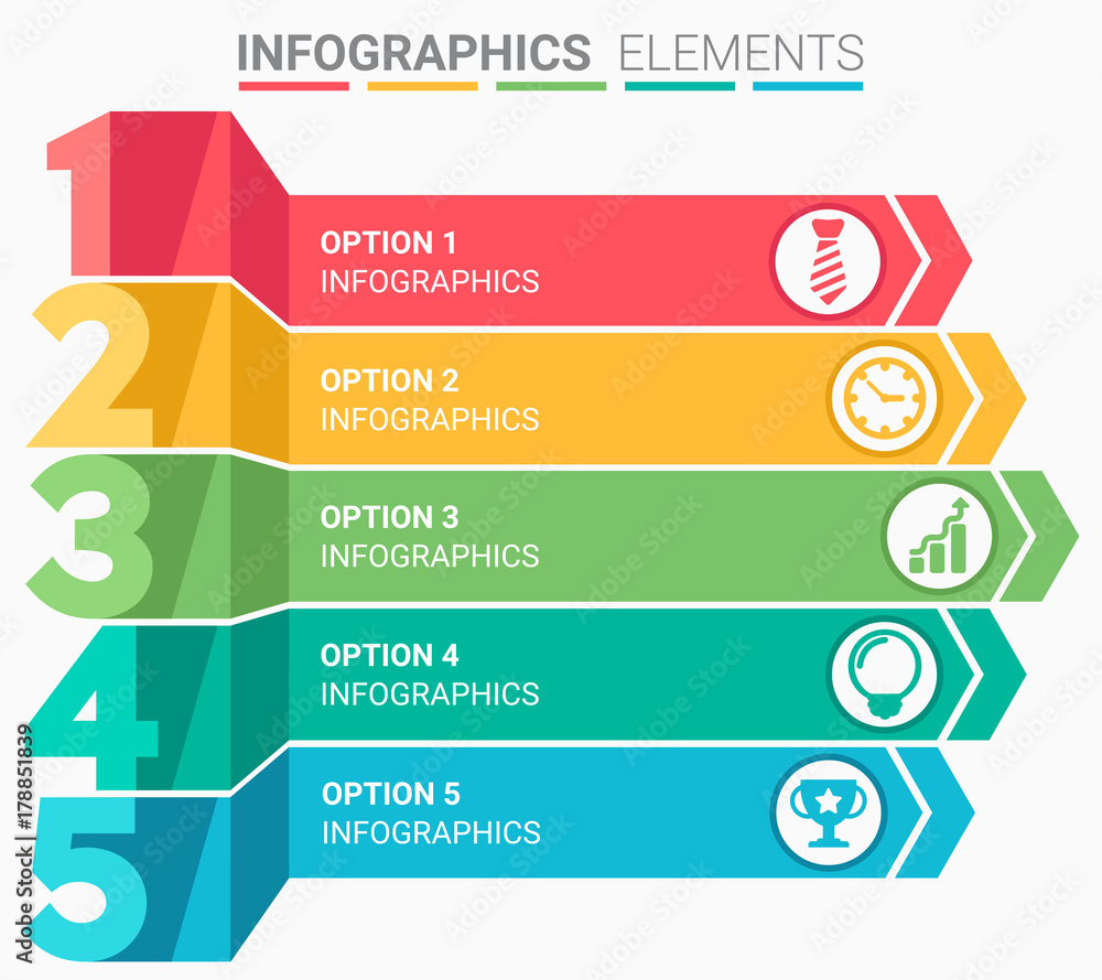 INFOGRAPHICS element abstract design the number top five list template ...