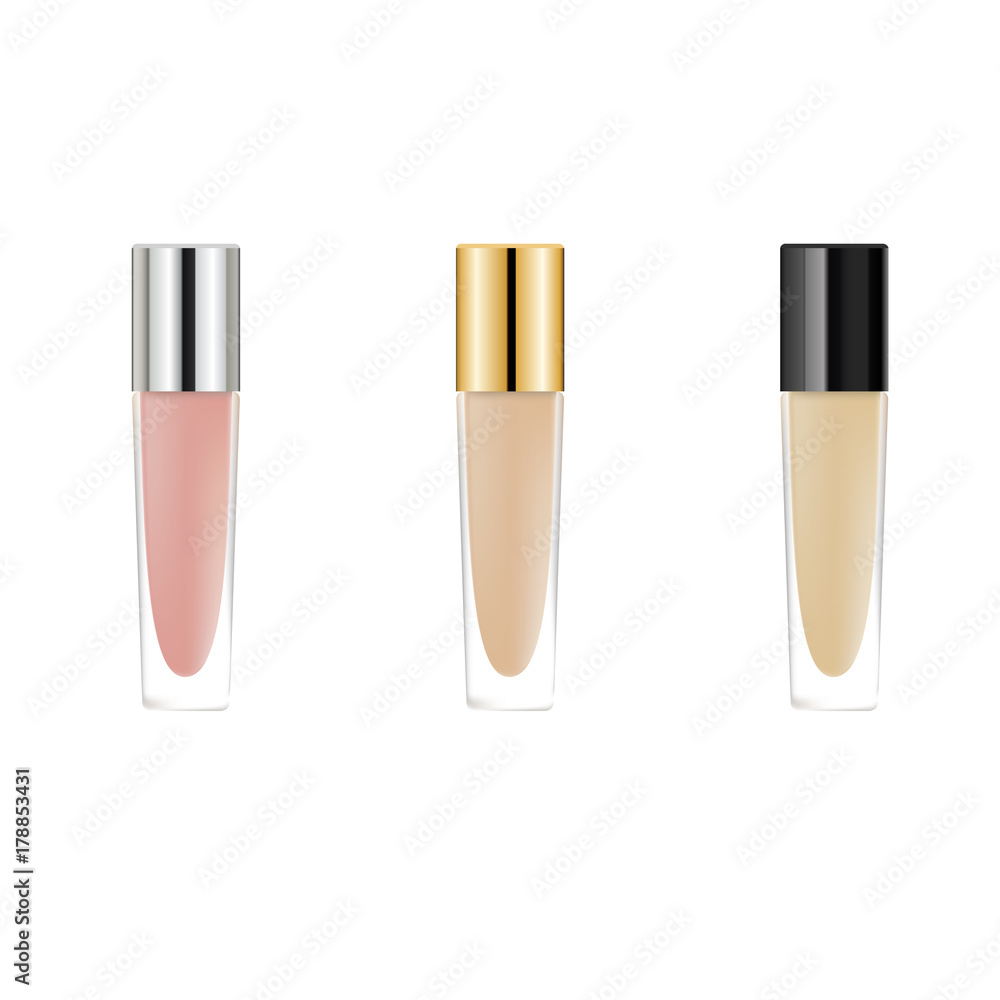 Set of realistic lip gloss. Mock-up of packages for decorative cosmetic ...