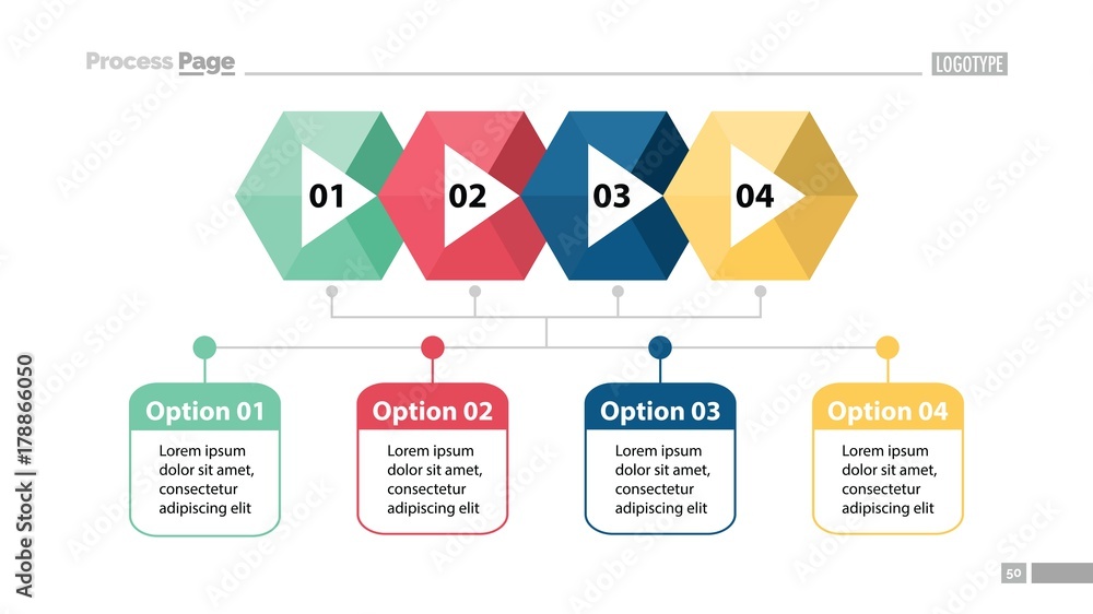 Four Steps Strategy Slide Template Stock Vector | Adobe Stock