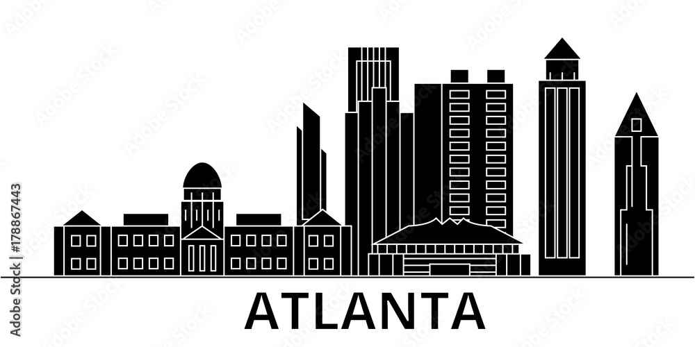 Atlanta architecture skyline, buildings, silhouette, outline landscape ...
